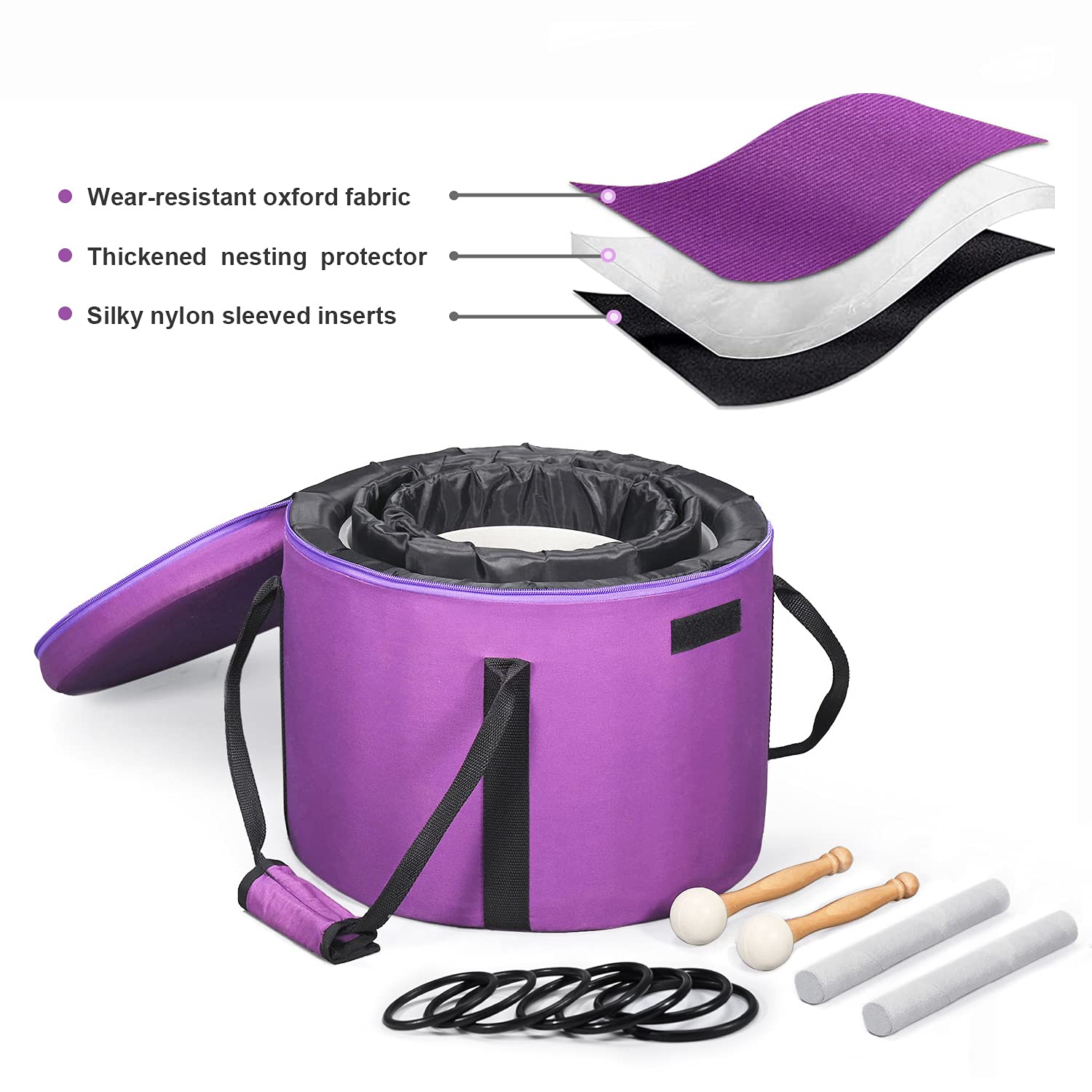 440HZ 6''-12'' Set of 7 PCS Crystal Singing Bowl with 2 Pcs Carrier Bags