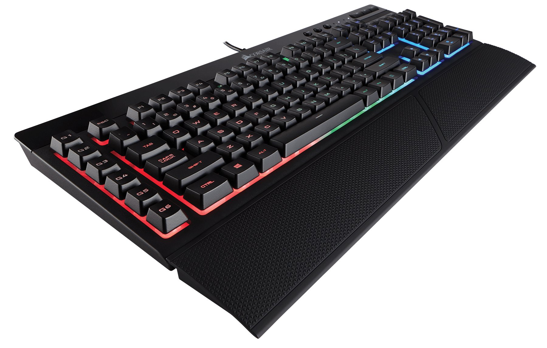 Corsair K55 RGB Gaming Keyboard - Quiet & Satisfying LED Backlit Keys - Media Controls - Wrist Rest Included - Onboard Macro Recording (Renewed)