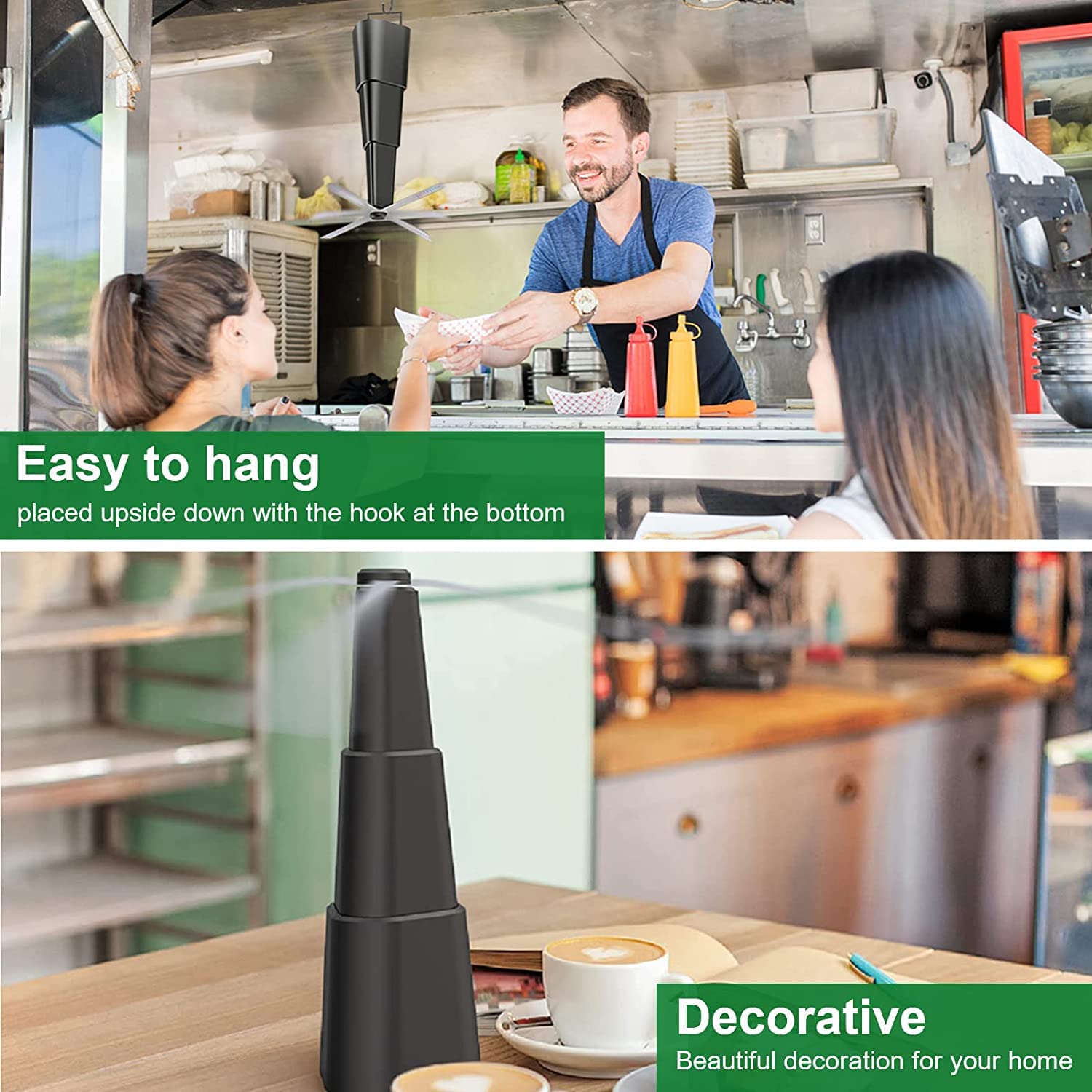 AITIEE Fly Fans for Tables,Portable Food Fly Fan for Outdoor,Automatic Fly Repellent Fans with Soft Blades for Restaurant,Party,BBQ,Picnic,Home (2-Pack)
