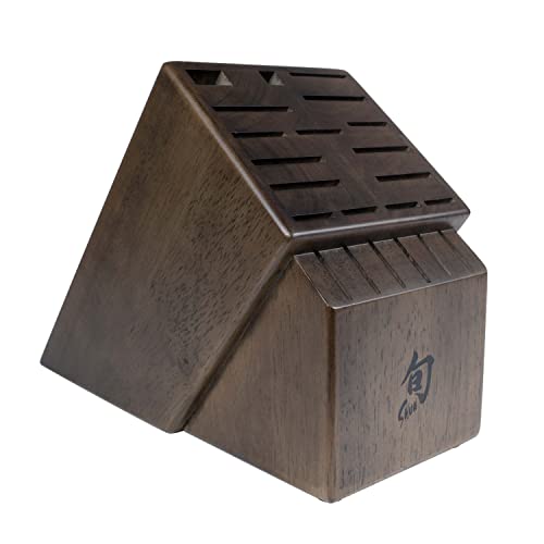 Shun Cutlery 22-Slot Knife Block (Dark), Made from Beautiful Dark-Stained Wood, Authentic, Japanese Universal Knife Block, Knife Holder for Kitchen Counter
