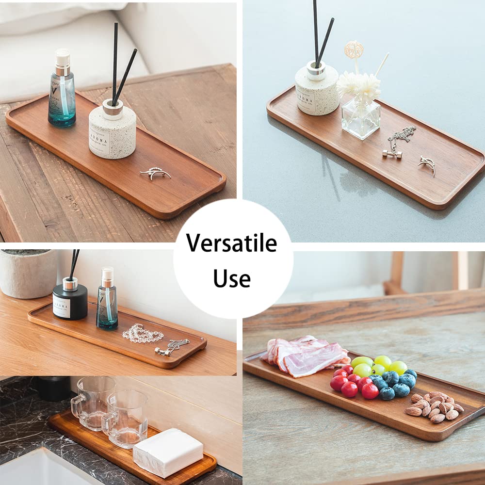3 Pcs Acacia Wood Serving Platters Appetizer Serving Tray 14.17x5.5 Inch, Acacia Wood Serving Plates Trays for Cheese Meat Appetizer Charcuterie Individual Servings Entertaining