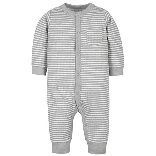 Gerber Baby Boys 3-Pack Coverall Set, Jungle Grey White, 0-3 Months