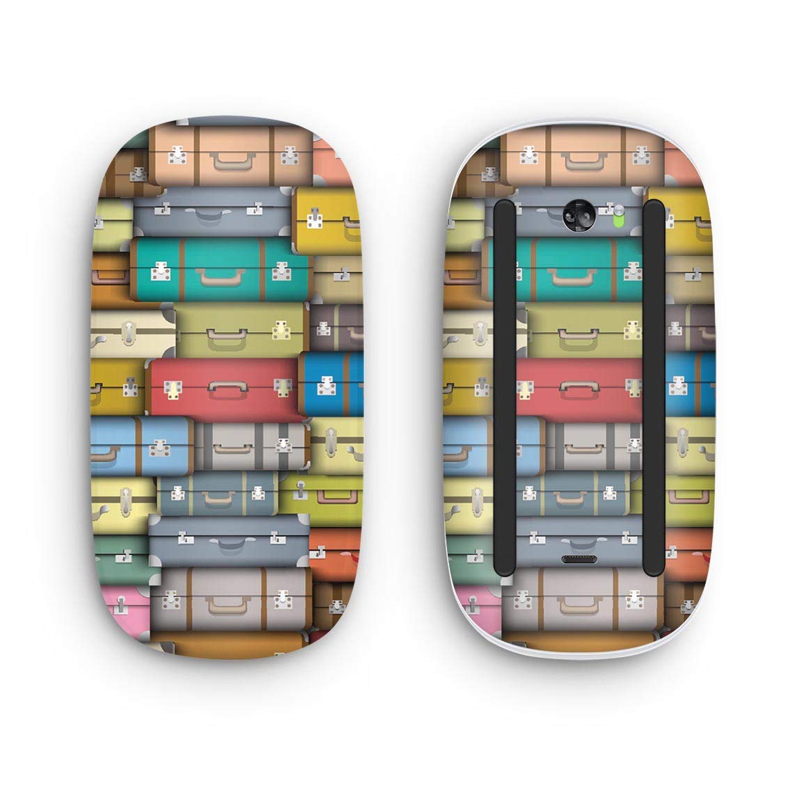 Design Skinz Multicolored Traveling Suitcases Vinyl Decal Compatible with The Apple Magic Mouse 2 (Wireless, Rechargable) with Multi-Touch Surface