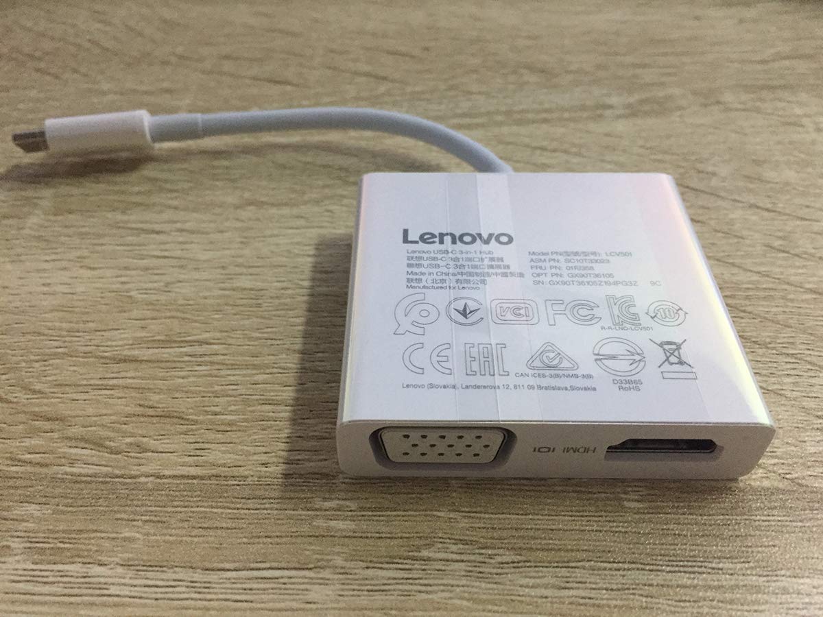 USB-C 3-in-1 Travel Hub, 4K HDMI, VGA, USB 3.0, Plug and Play, Only 0.08 lbs, GX90T33021, White