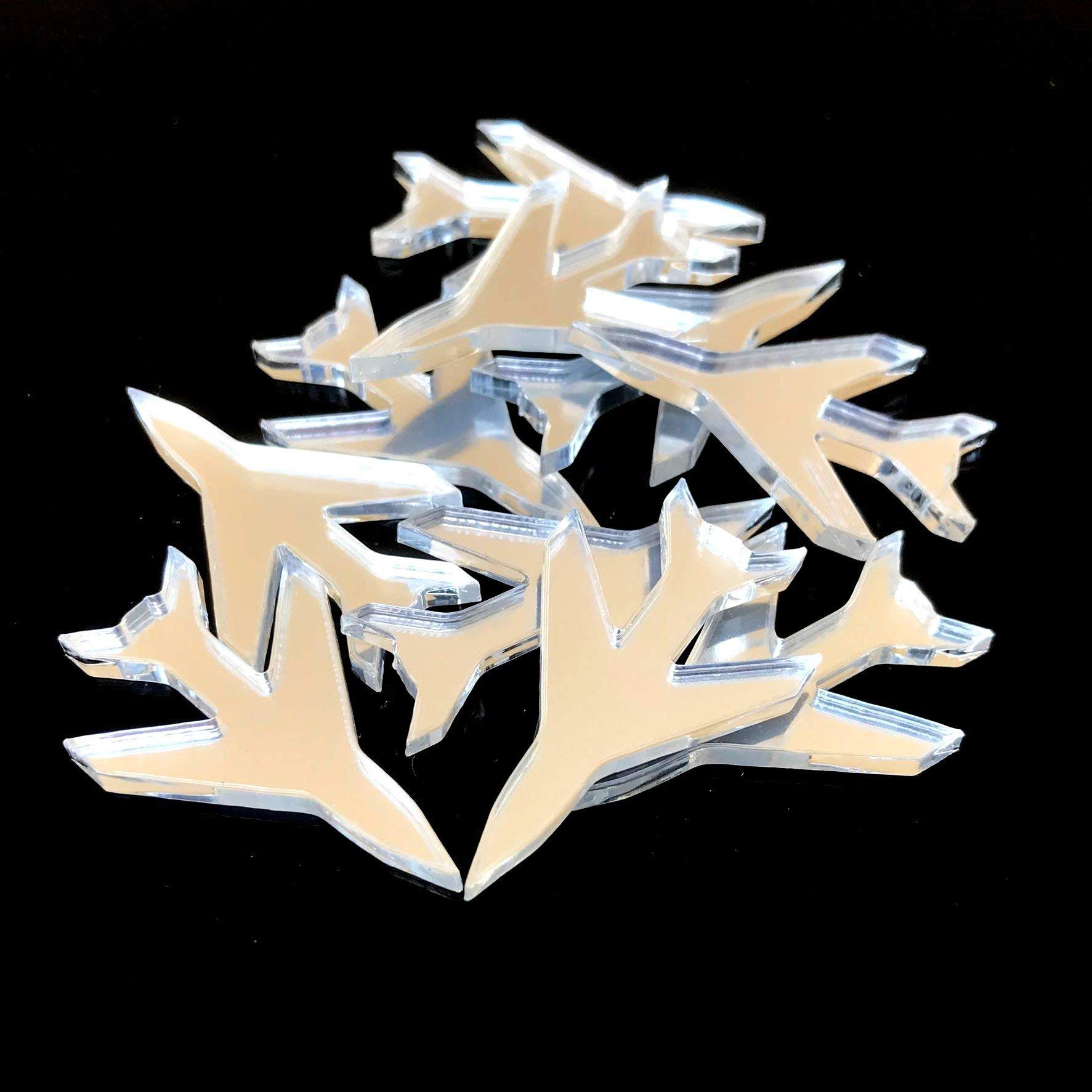 Super Cool Creations Jet Plane Shaped Crafting Mirrors, Set of 10, Many Colours, Shatterproof Acrylic, Orange, Pack of 10 x 5cm