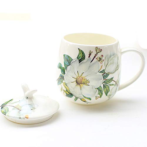 400ml Coffee Mugs with Spoon, Europe Noble Bone China Coffee Cup, Floral Ceramic Tea Cup, Tea Cup, Fancy Tea Cups, Gifts for Women, Tea Mugs,Flower Tea Cup, Luxury Tea Sets for Women