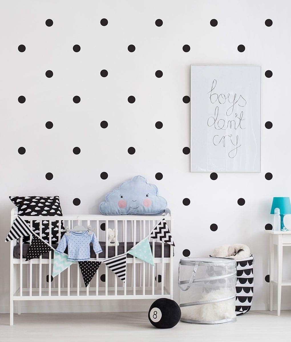 StickerDeen | Polka Dot Circles Round Shape Style Decoration Removable Wall Art Vinyl Decal Stickers | (Pack of 112) (Black)