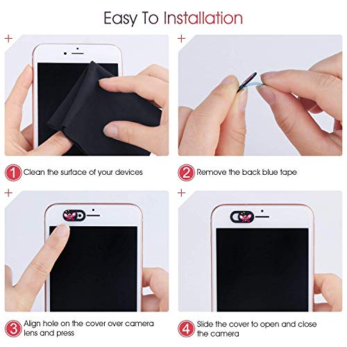 SIREG Webcam Cover Slide 0.027in Ultra Thin Web Camera Cover for Laptops Smartphone PC Tablets for Protecting Your Privacy Security (Butterfly-Black & 3 Pack)