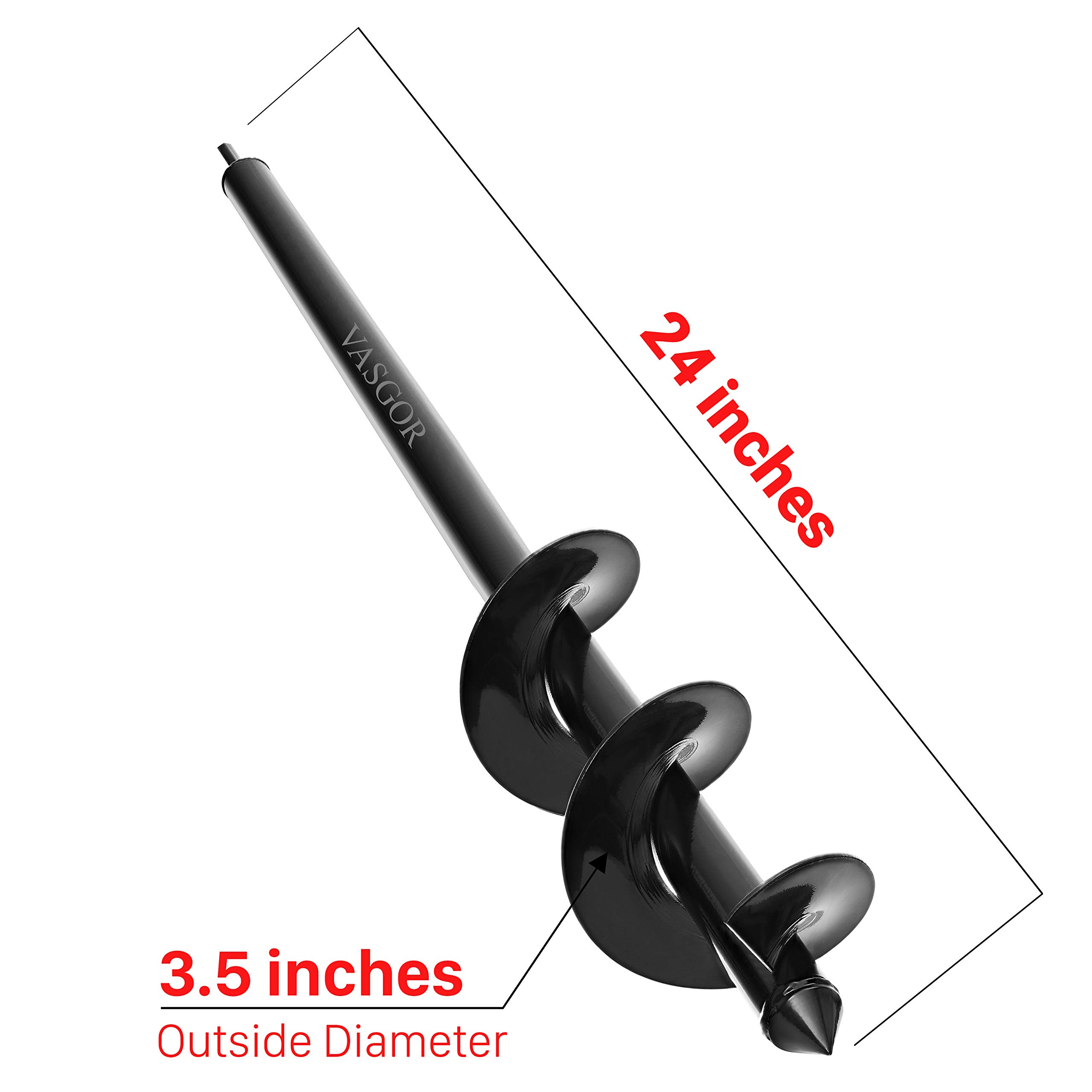 VASGOR 3.5" x 24" Auger Drill Bit for Planting - Easy planter garden Auger - Bulb & Bedding Plant Augers - Post hole Digger for 3/8” Hex Drive Drill