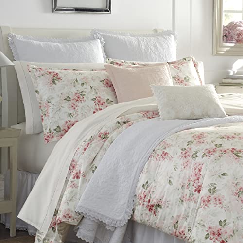 Laura Ashley Home - King Comforter Set, Luxury Bedding with Matching Shams, Stylish Home Decor for All Seasons (Wisteria Pink, King), Blush