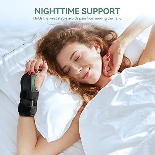AGPTEK Wrist Brace, Wrist Support for Carpal Tunnel, Night Sleep Wrist Splint, Hand Brace for Arthritis, Sprains, Tendonitis and Joint Pain, Suitable for Right Hand, S:5.1-7.9in