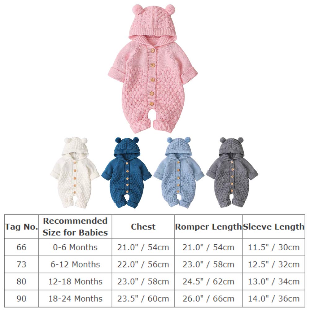 OBEEII Newborn Baby Girls Boys Romper Solid Ribbed Long Sleeve Jumpsuit One Piece Outfits Fall Winter Off White 0-6 Months