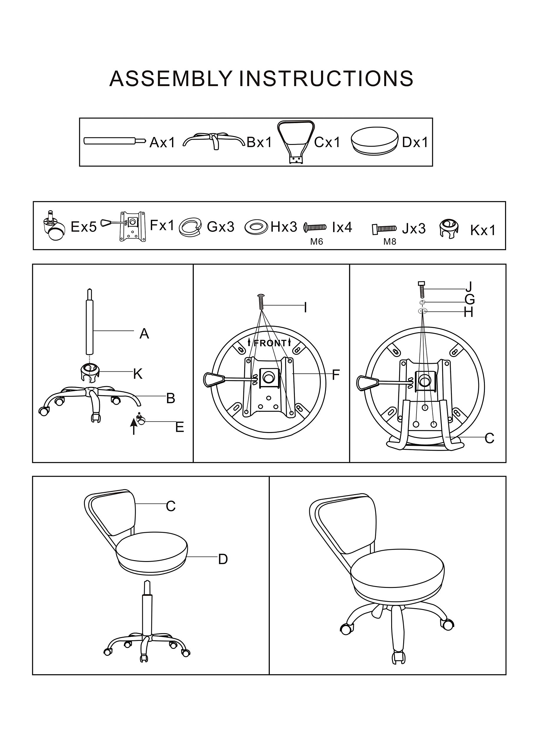 Set of 4 DAYTON WHITE Salon Nail Pedicure Stool Pneumatic, Adjustable Height, Rolling Salon Furniture & Equipment