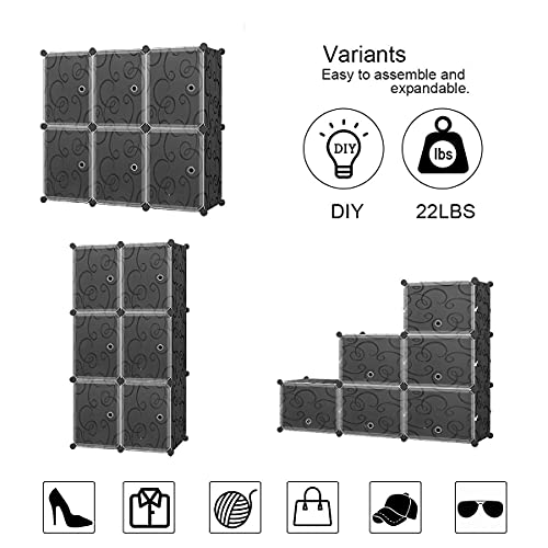 KOUSI Portable Shoe Rack Organizer 48 Pair Tower Shelf Shoe Storage Cabinet Stand Expandable for Heels, Boots, Slippers, 8 Tier Black