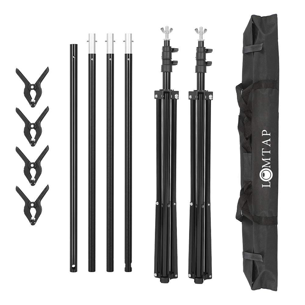 LOMTAP Background Stand Heavy Duty 6.5x10ft/ 2x3m Backdrop Support System Photography Photo Video Studio Kit with Carrying Bag for Adjustable Height and Width Shooting Photo Studio