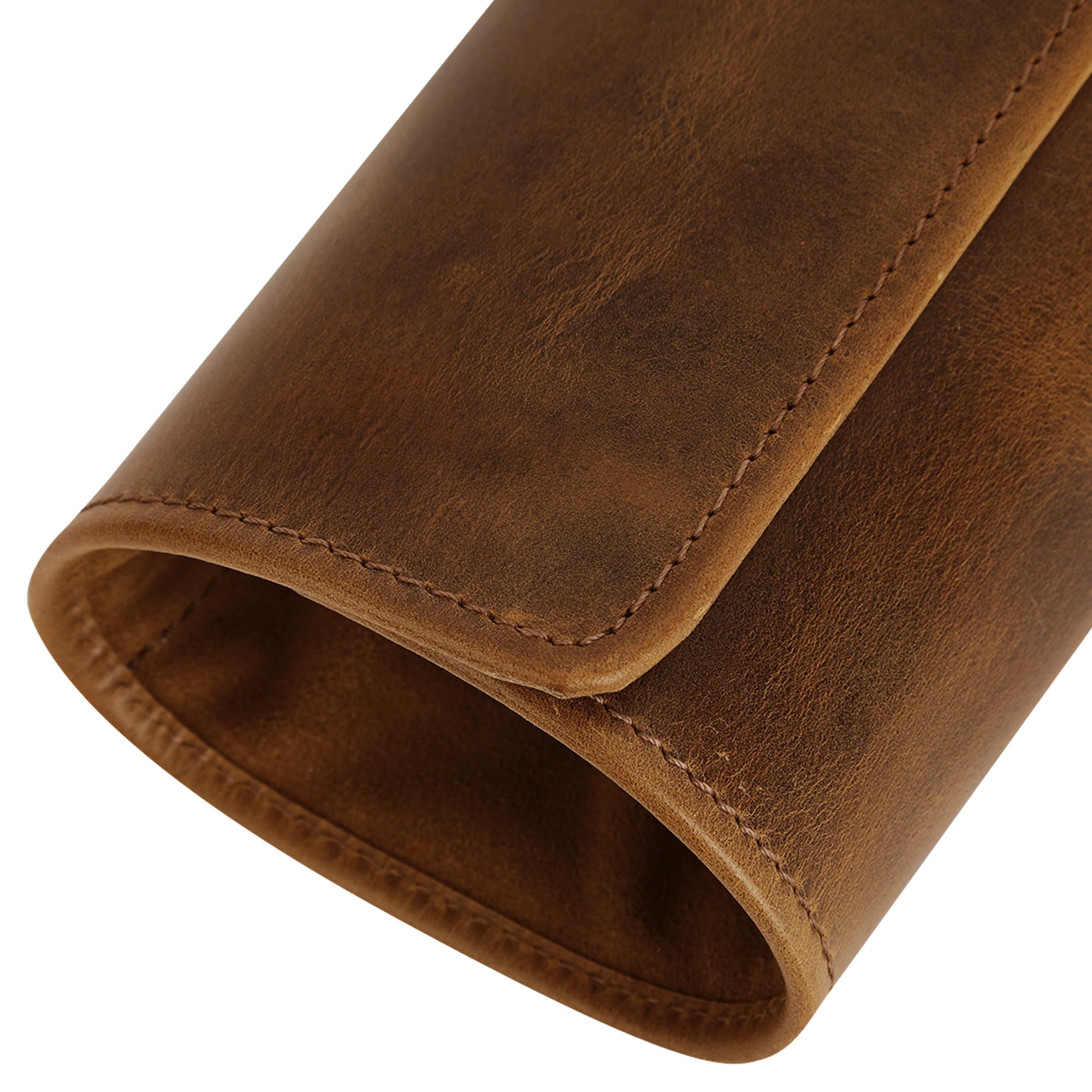 ELIZO Genuine Leather Knife Roll Set Small Chef's Knife Case Holder Cutlery Sheath Carrying Case Organizer Storage Bag Travel Friendly Artist Gift for Men & Women Teak