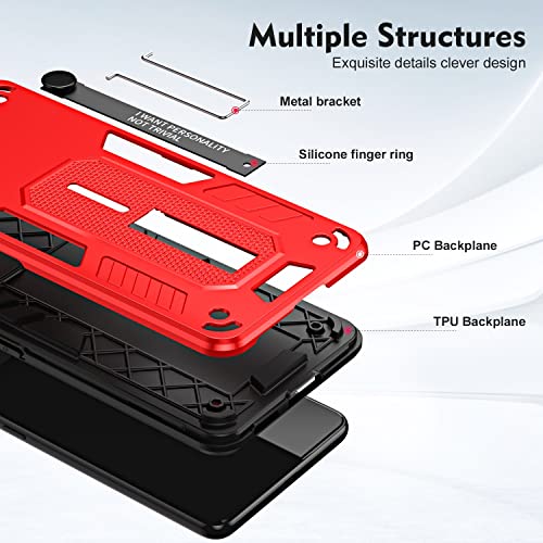 Back Case Cover Case for Infinix Hot 12 Play, for Infinix Hot 12 Play Case Heavy Duty Shock Absorption Full Body Protective Case TPU Rubber and Hard PC Phone Case Cover with Retractable hand strap Cas