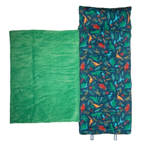 Stephen Joseph, Toddler All Over Print Nap Mat with Soft Blanket and Removable Pillow for Boys & Girls, Kids Sleeping Bag for Elementary, Daycare, Preschool with Carry Handle, Dino