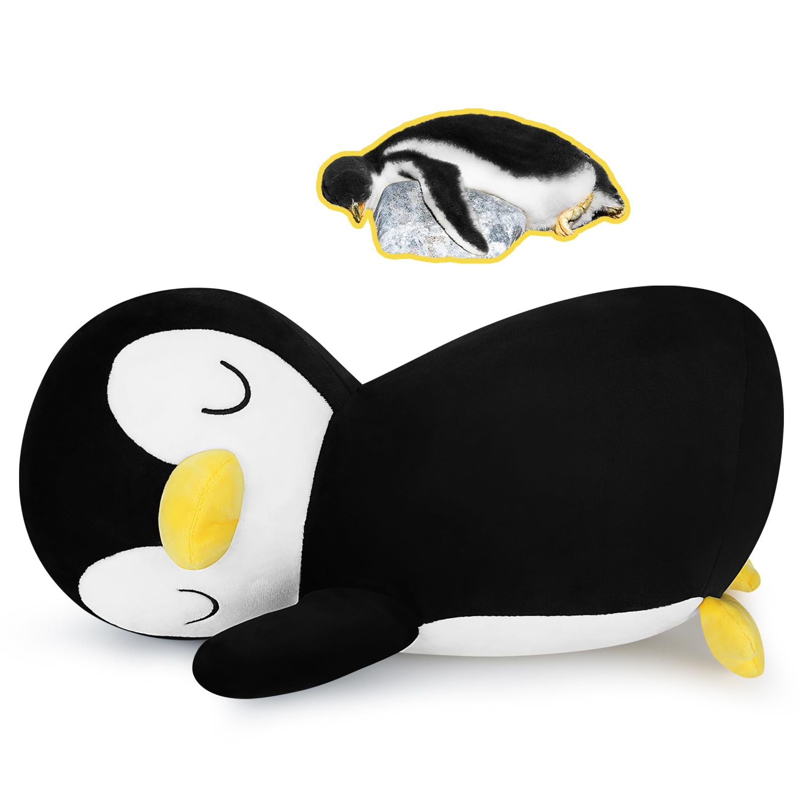 Achwishap Penguin Plush,Soft Penguin Stuffed Animal Plush Toys,Cute Plushies Stuffed Penguin,Kawaii Plush Penguin Pillow,Black Penguin Body Pillow Gifts for Kids Adults Birthday(Penguin,14”)