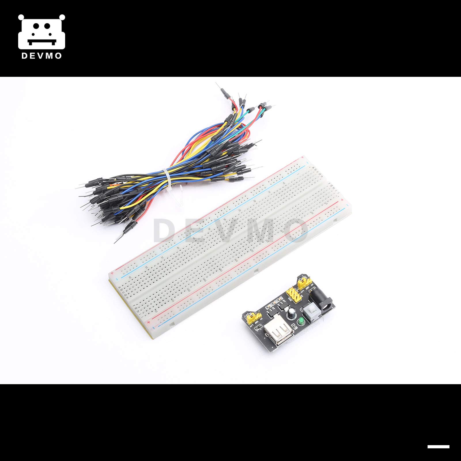 DEVMO 400/830 MB102 Point Breadboard 1660 Power Supply Module Tie Points Solderless Jumper Cables Jump Wire Compatible with Ar-duino