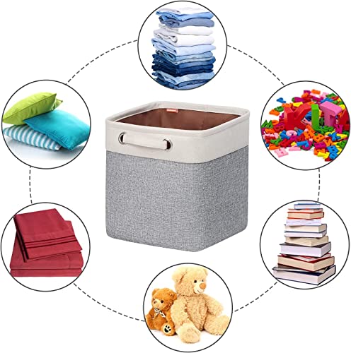Kntiwiwo Cube Storage Bins 10.5” x 10.5 x 11” Cloth Baskets for Storage with Handles for Shelf, Closet, Nursery, Office Organizer, Set of 6