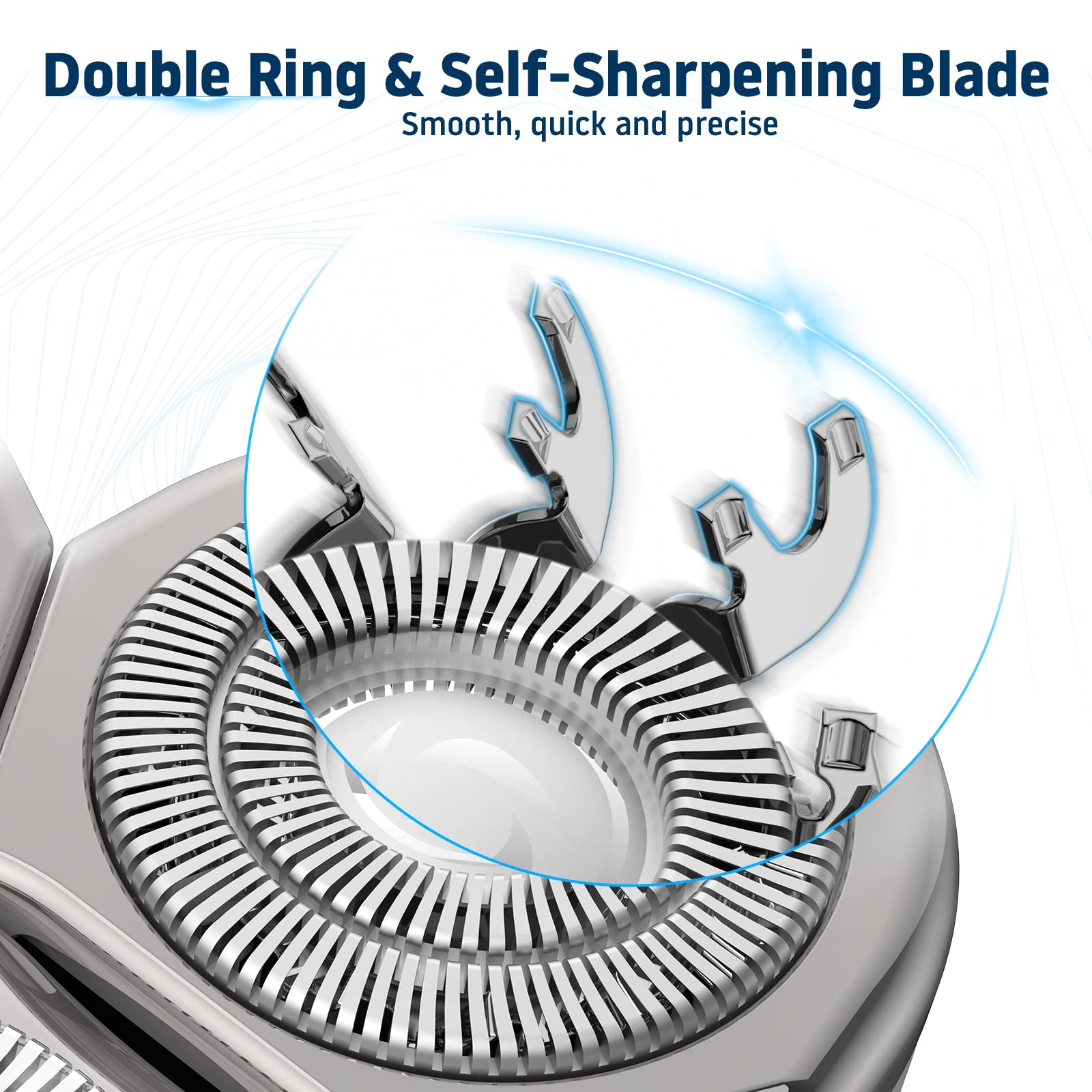7D Electric Shavers Replacement Heads Bald Head Shaver Replacement Blades, Wet Dry 7 Heads Head Shaver Replacement Blade for Men Bald Head Shaving