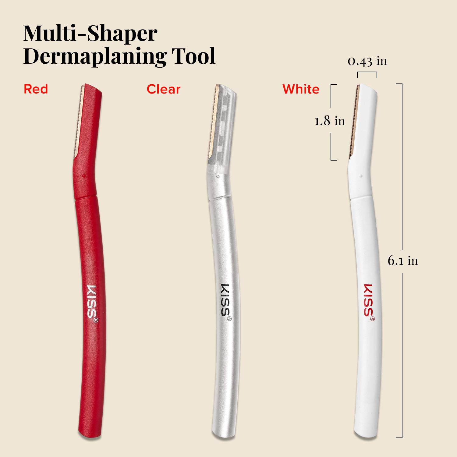 Kiss New York Eyebrow Razor Trimmer Facial Hair Shaper Remover, Multipurpose Exfoliating Dermaplaning Dermaplane Shaving Tools for Men & Women 3 Count