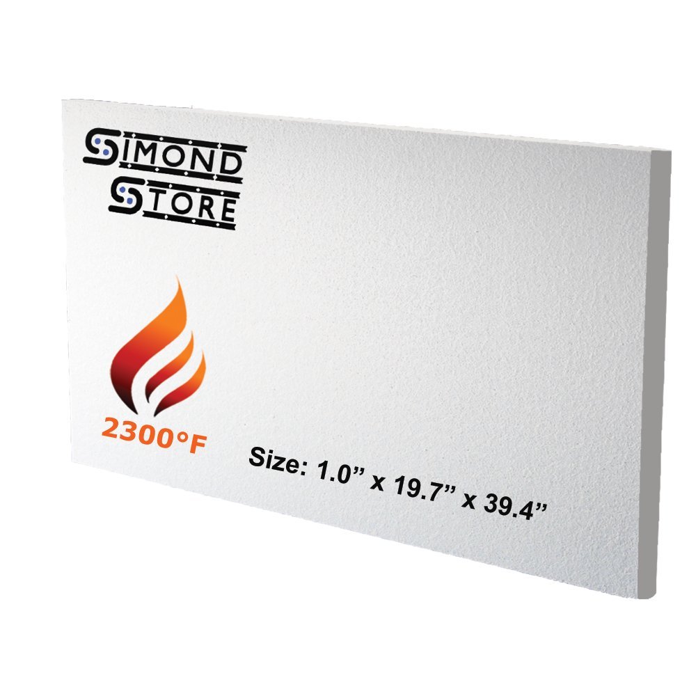 Ceramic Fiber Board Insulation - 2300F Rated - 1" x 19.7" x 39.4" - Pack of 1 - Ceramic Fiber Thermal Insulation Board for Wood Stoves, Ovens, Forges, Kilns, Furnaces, Fireplace