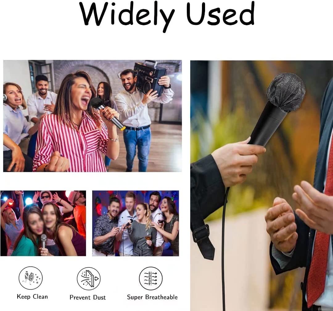 400pcs Microphone Cover Disposable,Mic Windscreen Non-Woven Handheld Mic Cover Black，white，red Pop Filter Individually Wrapped, 3.34in