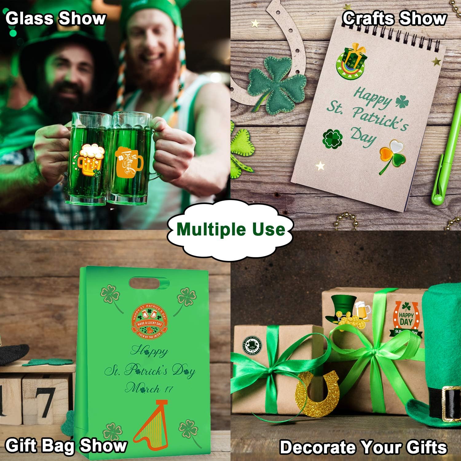 Leesgel 4 Sheets St Patricks Day Stickers Shamrock Stickers, St Patricks Day Party Favors Supplies, St Saint Patricks Day Stickers Party Decorations Accessories (51pcs)