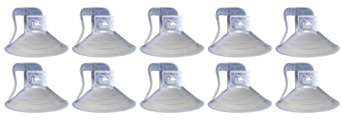 Clear Plastic Suction Cup Hooks - 4 cm (1-5/8 in) Wide, Set of 10, Pop Up Handles and Grips for Glass, Windows, Windshield, Metal, Tile, Kitchen, Bathroom Mirror, Shower Wall, Terrarium, Car Window