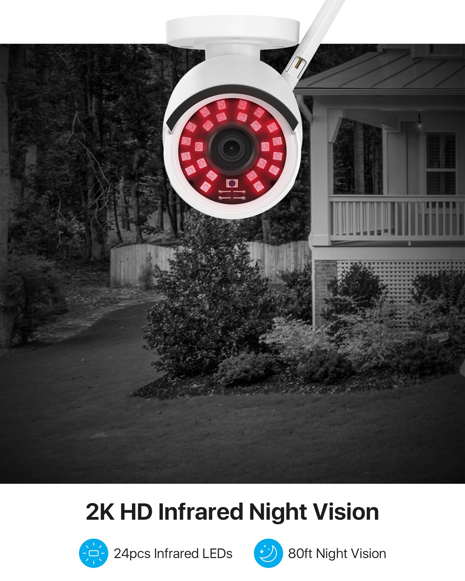 ZOSI 8CH 2K WiFi Security Camera System with 1TB HDD,3MP H.265+ 8 Channel NVR Recorder,4pcs 3MP Outdoor WiFi IP Cameras,Night Vision,Smart Motion Detection,Remote Access,for Home 24/7 Recording