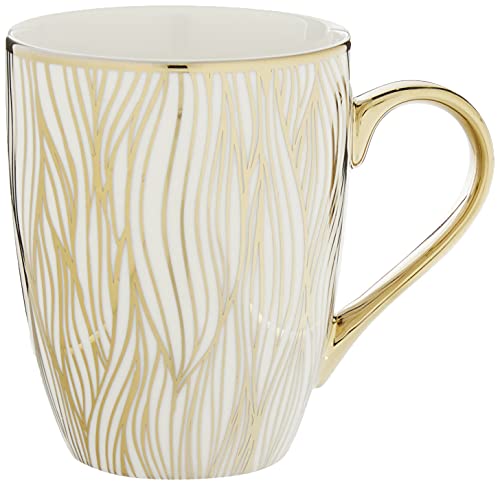 Certified International 26540SET6 Matrix 16 oz. Gold Plated Mugs, Set of 6, 5" x 3.25" x 4.5", Multicolored