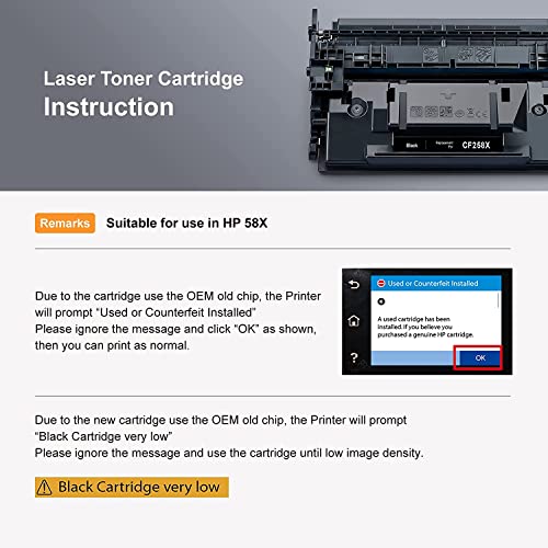 58X CF258X Toner with Chip LemeroUexpect Remanufactured Toner Cartridge Replacement for HP 58A 58X CF258A CF258X Toner Black for Pro M404dn M428fdw M404n M404dw MFP M404 M428fdn Printer