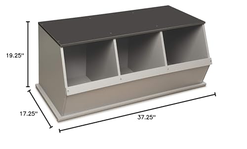 Woodgrain/Grey Three Bin Stackable Storage Cubby Modern Contemporary Laminate Mdf Melamine Matte Includes Hardware