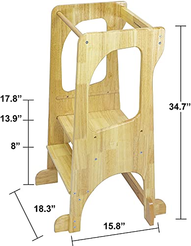 KATANABANA Kids Kitchen Step Stool Helper Made from Hardwood - Montessori Standing Tower for Learning (White)