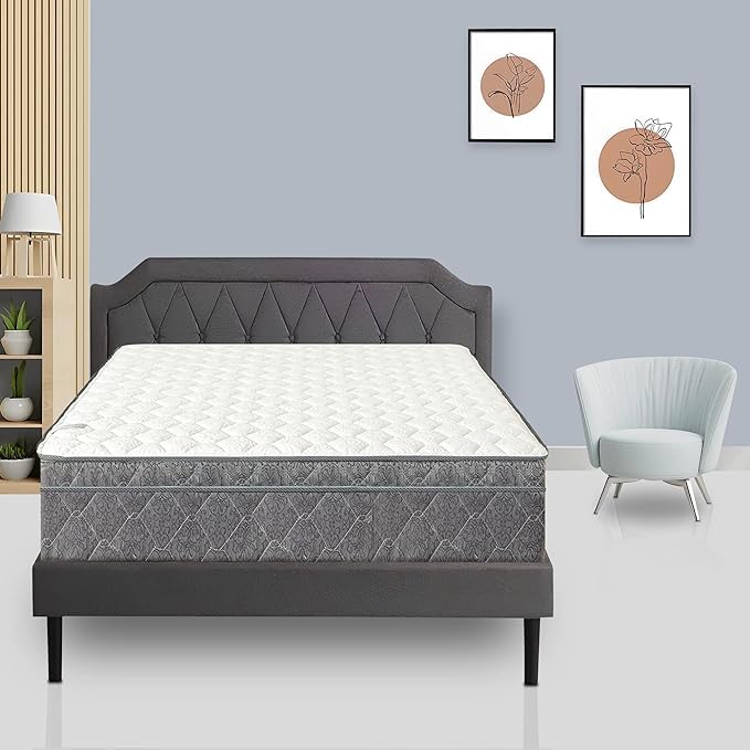 Nutan 10 Inch Foam Encased Mattress with Eurotop, Comfy, and Soft Plush Mattresses Provide Soothing Sleep, Complete Body Support, and Pressure Relief, King