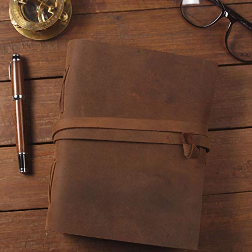 Leather Journal-Vintage Leatherbound Journal - Handmade Antique Deckle Edge Paper - Leather Sketchbook - Book of Shadows Journal - Thick Journal - Vintage Journal