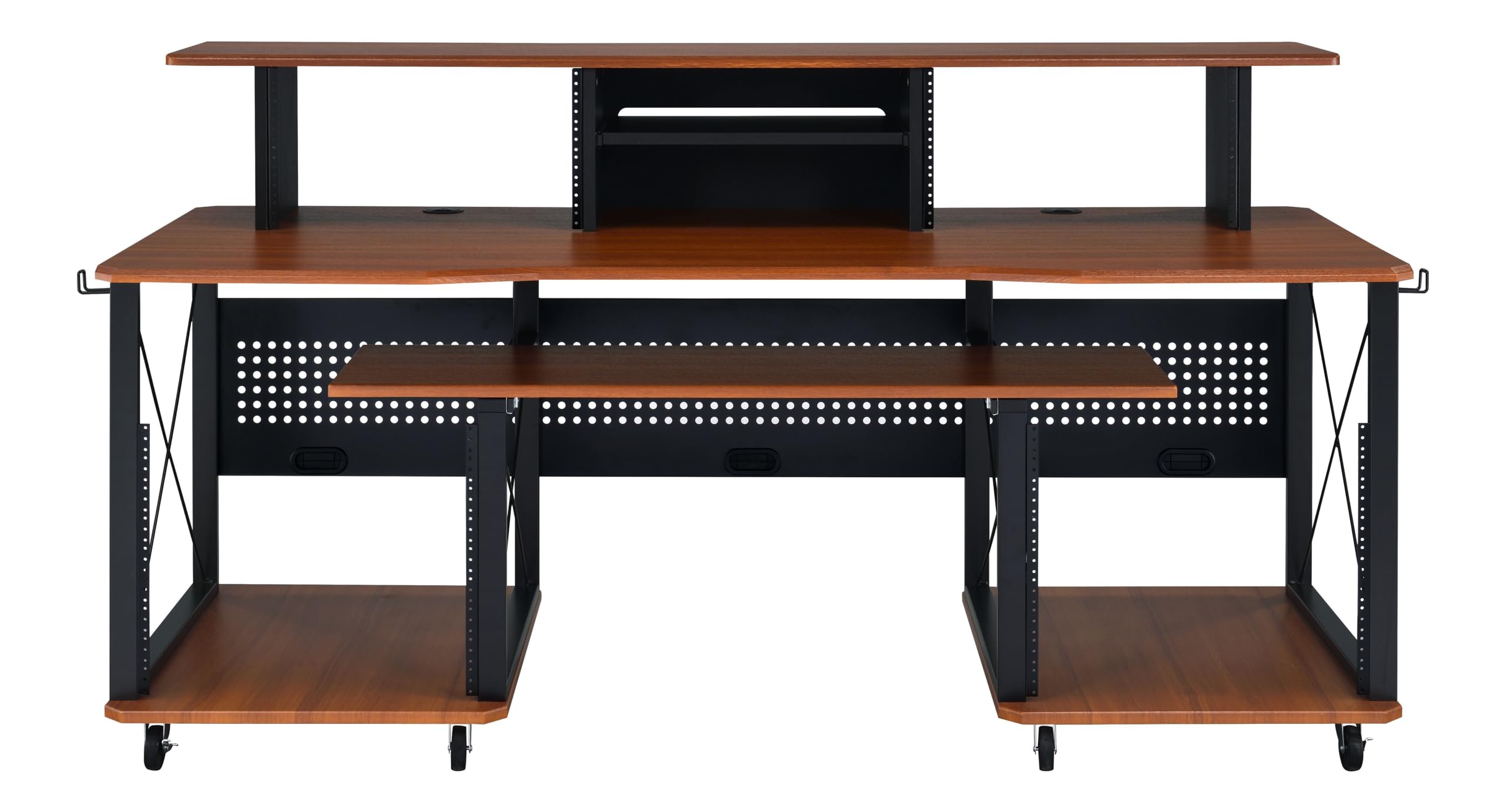 Acme Furniture Metal and Wooden Music Desk with Wheels, Cherry and Black