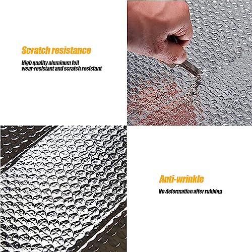 gunhunt 1 PC Car Windshield Sunshade, Silver Foldable Reflective Sun Visor, Front Window Sun Protector Cover, Sunlightproof Bubble Insulation Board, Fits Car, Small Sedan, SUV (55.1In x 27.5In)