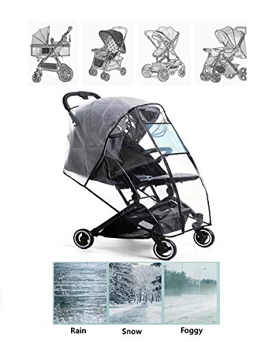 Diagtree Stroller Rain Cover Universal, Baby Travel Weather Shield, Windproof Waterproof, Protect from Dust Snow Insects (Double Zipper-L)
