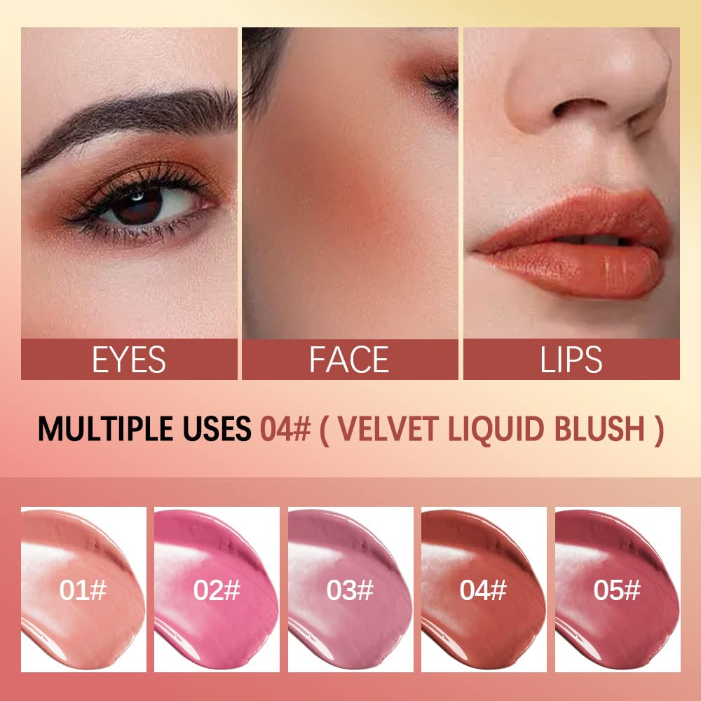 3 Pcs Soft Liquid Blush, Beauty Makeup for Long-Lasting, Natural Skin Tint, Moisturizing Face Stick for Cheek, Matte Finish Looking(#02Happy+#03Hope+#04Love)