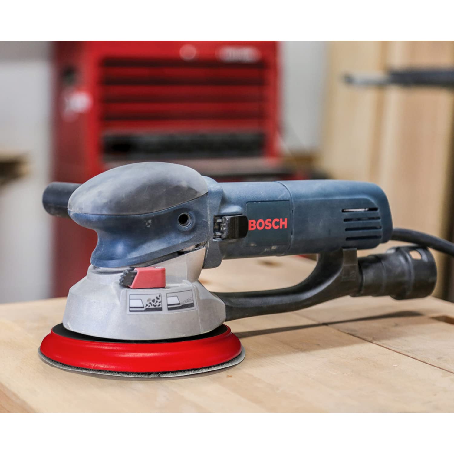 6 Inch(150mm) Sanding Pad Bosch RSM6045 Replacement Pad Dust-Free Medium Hook and Loop Multi-Hole Back-up Grinding Plate Red, Rplace Bosch GET75-6 Dual-Mode Random Orbit Sander Accessories, Pack of 1