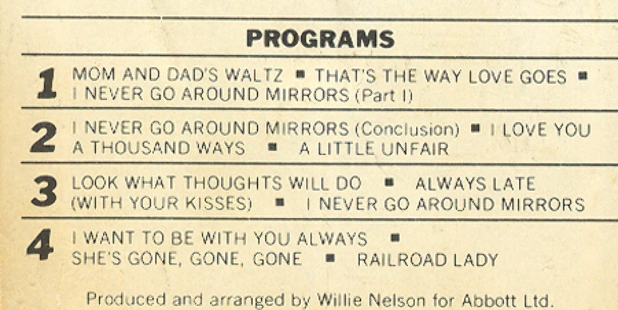 WILLIE NELSON: To Lefty from Willie -34926 8 Track Tape