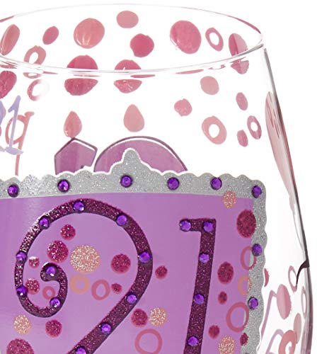 Designs by Lolita “21” Hand-painted Artisan Stemless Wine Glass, 20 oz.