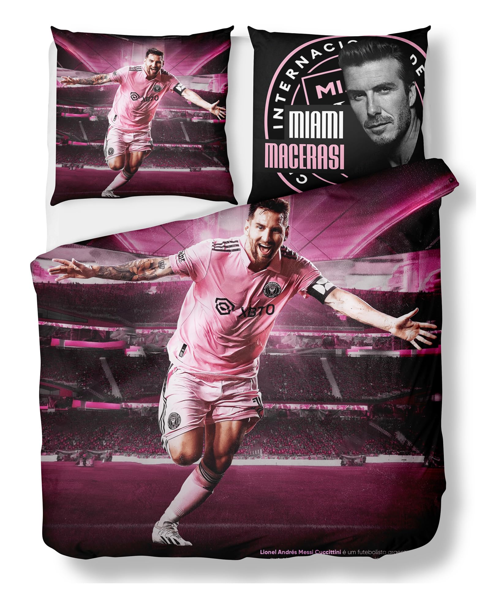 Aimery Miami Bedding Set Soccer Duvet Cover Set Pink Bed Football Comforter Soft Microfiber Soccer Bedding Sets 3 Pieces Fruit Comforter Cover and 2 Pillowcase for Bedroom (Pink 2,Full)