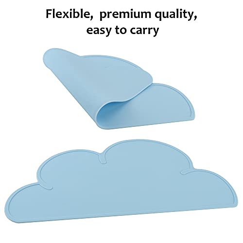DesignSter Pet Food Mats–Dog Cat Feeding Mat Top Grade Cloud Silicone Pad Anti-Slip Waterproof Anti-Slip Bowl Placemat (Blue)