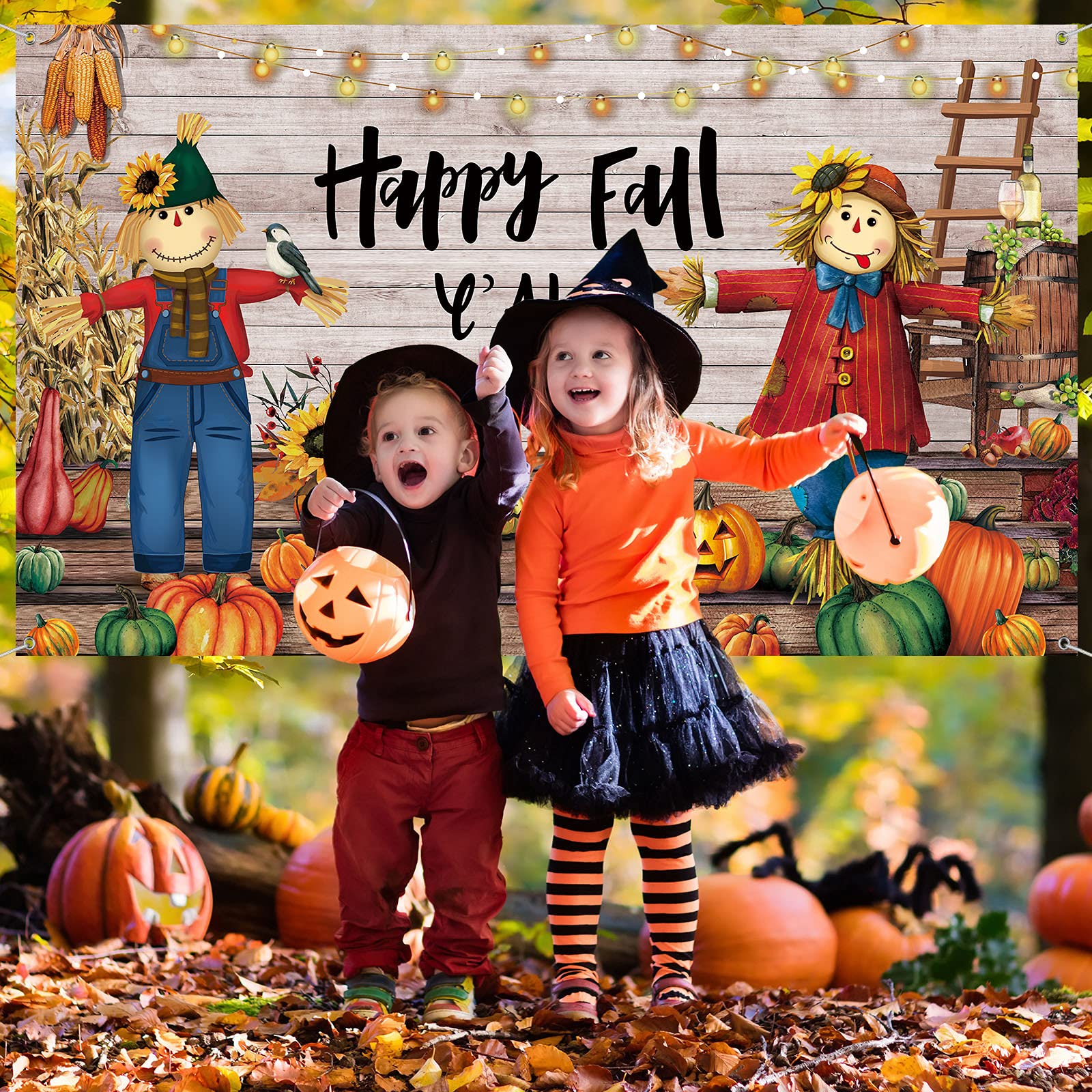 Fall Thanksgiving party Backdrop Extra Large Thanksgiving Decorations Outdoor Yard Banners Fall Thanksgiving Harvest Photography Backdrop Fall Party Supplies for Autumn Decorations, 72.8 x 43.3 Inch