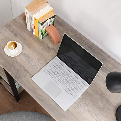 VASAGLE Computer Desk, 55.1-Inch Wide Home Office Desk for Study, Writing Desk with 2 Shelves on Left or Right, Steel Frame, Industrial, Greige and Black ULWD55MB