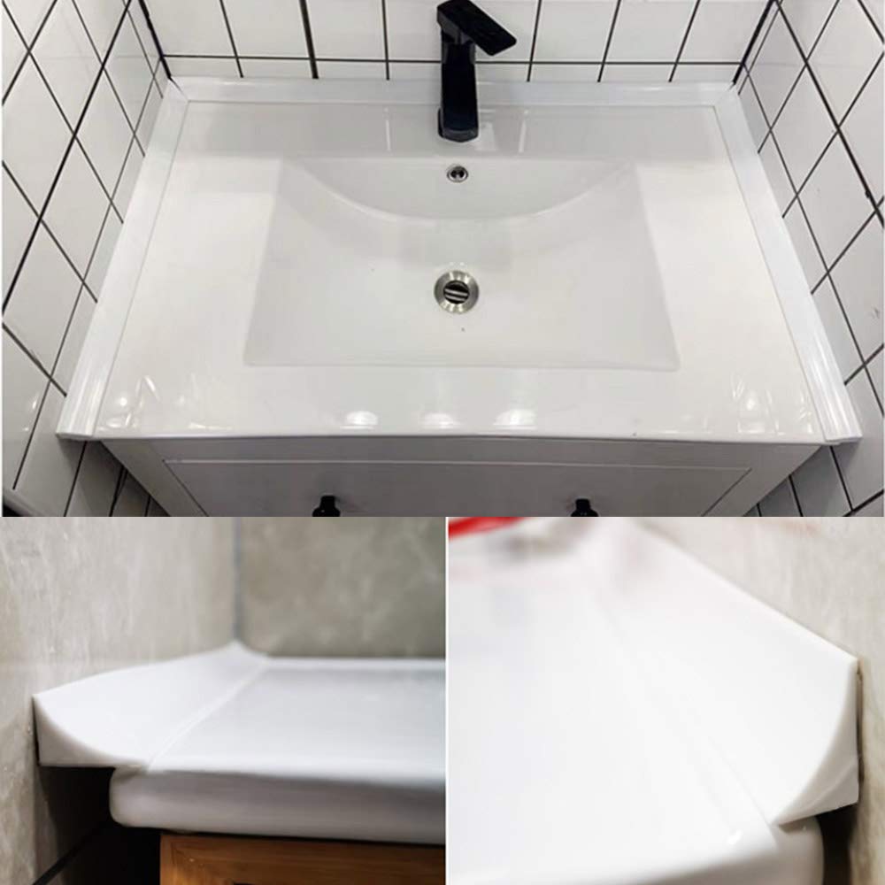 39 Inch Water Guard for Kitchen Sink, Silicone Rubber Kitchen Splash Guard, Corner Dam Water Retaining Strip for Countertop, Shower, Bathroom, Self Adhesive Caulk Seal Strip Edge Trim (Transparent)